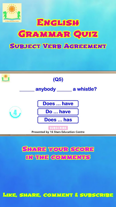 English Grammar Quiz: Subject Verb Agreement - YouTube