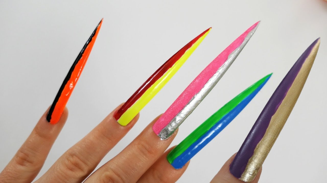 Nail Art 10 Long Nail Tips Fifty-Fifty Top Compilation - YouTube