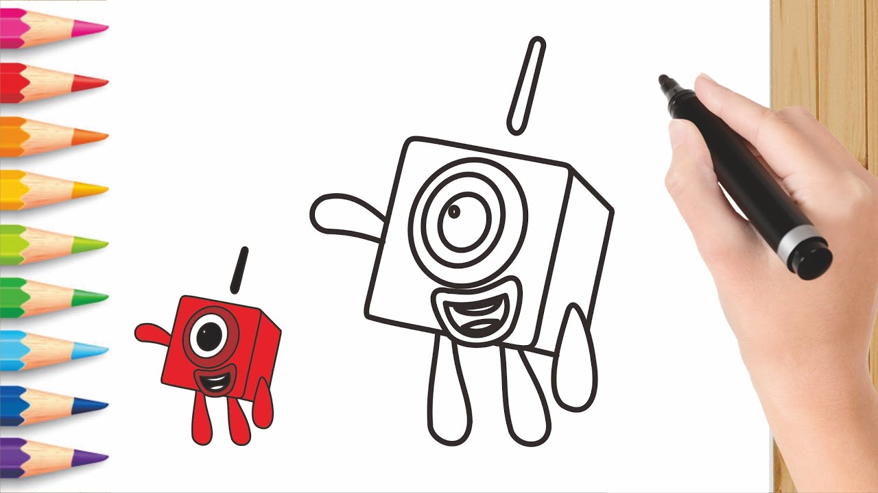 how to draw a cute number block step by step - YouTube