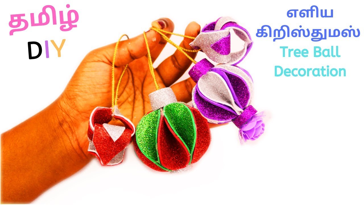 Christmas tree glitter balls inTamil-Tamil easy crafts-foam sheet ...