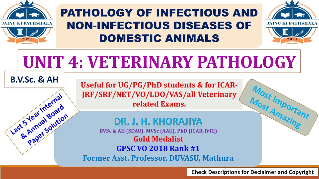 Veterinary Pathology Unit- 4 Last 5 year question paper solution UG ...