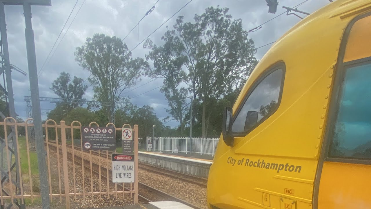 Electric tilt train departing Landsborough - YouTube