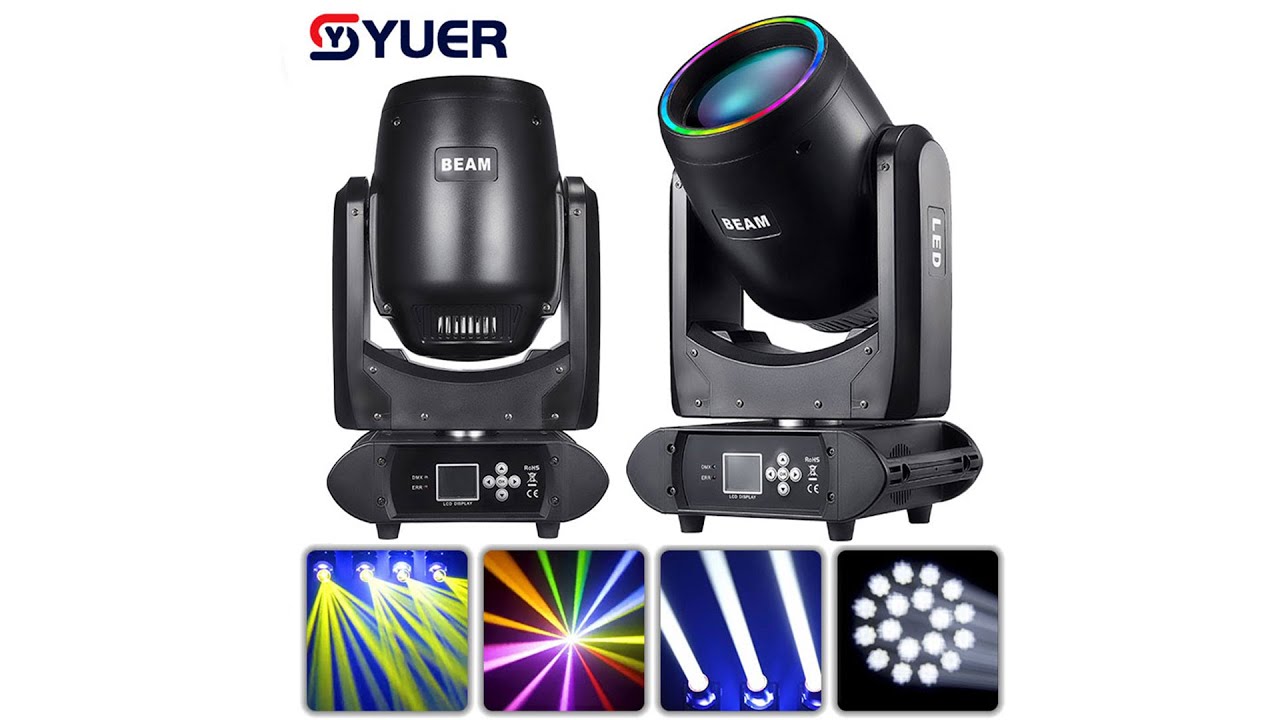 YUER™️ LED Spot 200W Moving Head Light Rainbow Beam Zoom Rainbow Effect ...