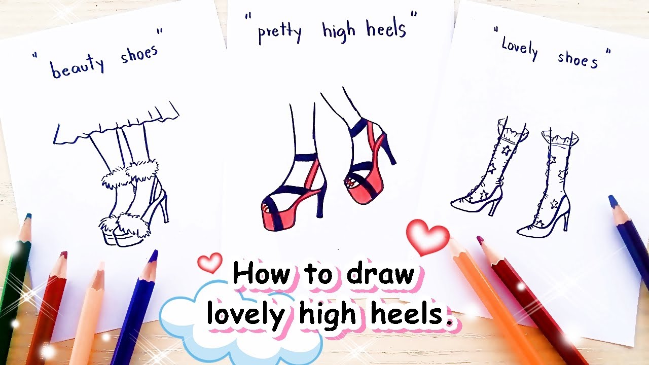 How to draw lovely high heels. Easy drawing 2024 - YouTube