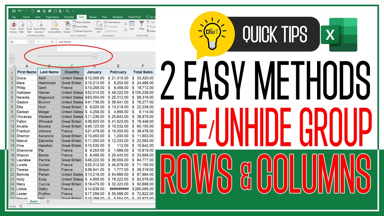 2 Easy Methods To Quickly Hide And Unhide Grouped Columns And Rows In 2 Easy Methods To Quickly Hide And Unhide Grouped Columns And Rows In