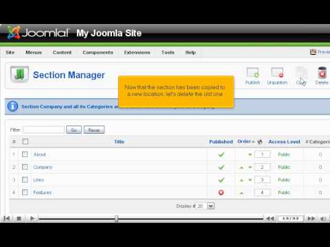 How to use the Section Manager in Joomla - Joomla Tutorials - YouTube