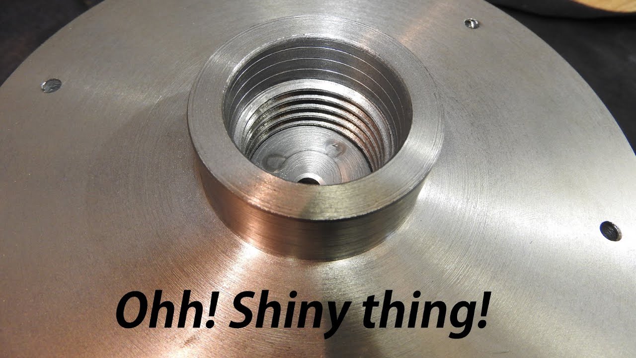 Threading a lathe backing plate - YouTube