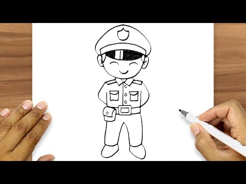 How To Draw A Police Officer | Police Drawing Easy - YouTube