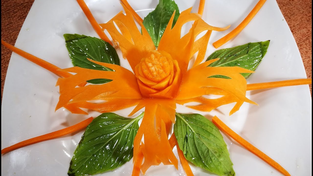 Carrot an vegetable Carving design to flower Beautiful - Vegetable art ...
