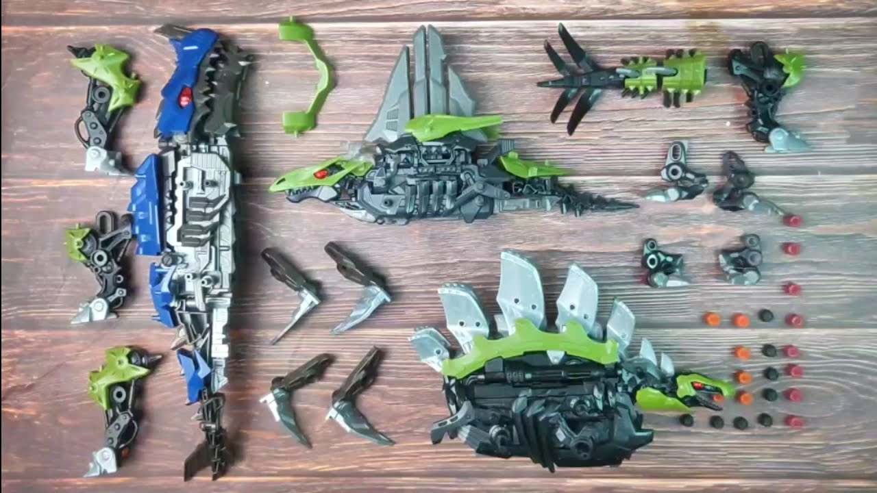 Assemble robot dinosaurs Dimetrodon, Mozasaur, T-Rex, Stegosaur ...