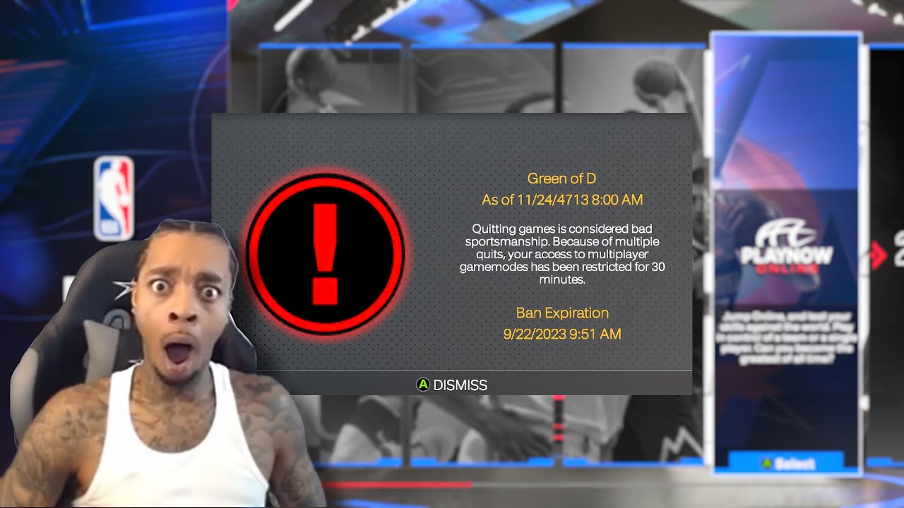 I GOT BANNED MY FIRST GAME OF NBA 2K24 *NOT CLICKBAIT* - YouTube