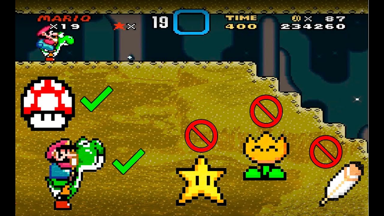 Super Mario World. Only mushrooms and Yoshi is allowed. (Part 1) - YouTube