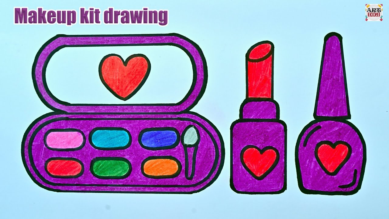 How to draw Makeup kit | Makeup kit drawing and coloring - YouTube