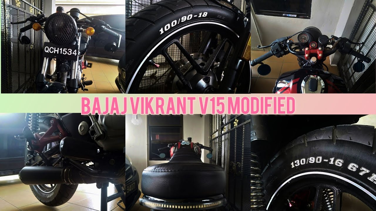 Bajaj Vikrant V15 Modified Into Cafe Racer | 100 MM TYRE | Exhaust ...