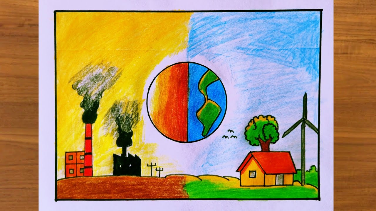 World Environment Drawing Easy and Beautiful with Colouring Pencils ...