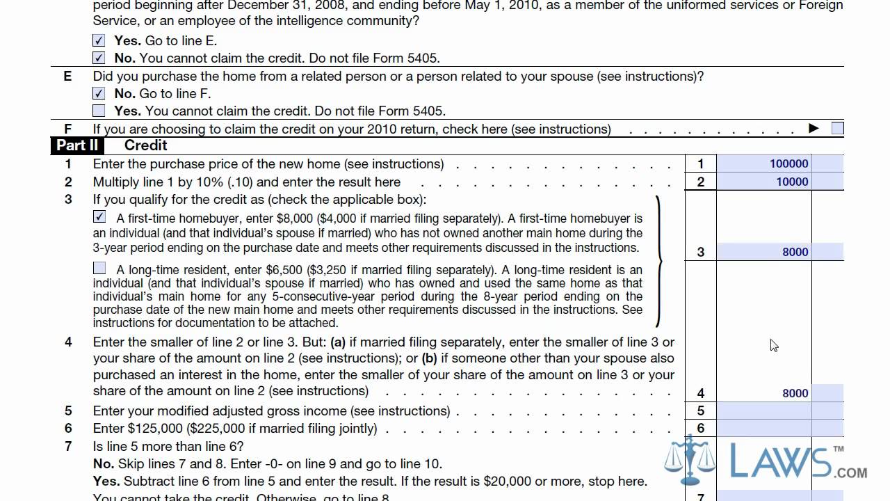 Learn How To Fill The Form 5405 First Time Homebuyer Credit And Learn How To Fill The Form 5405 First Time Homebuyer Credit And