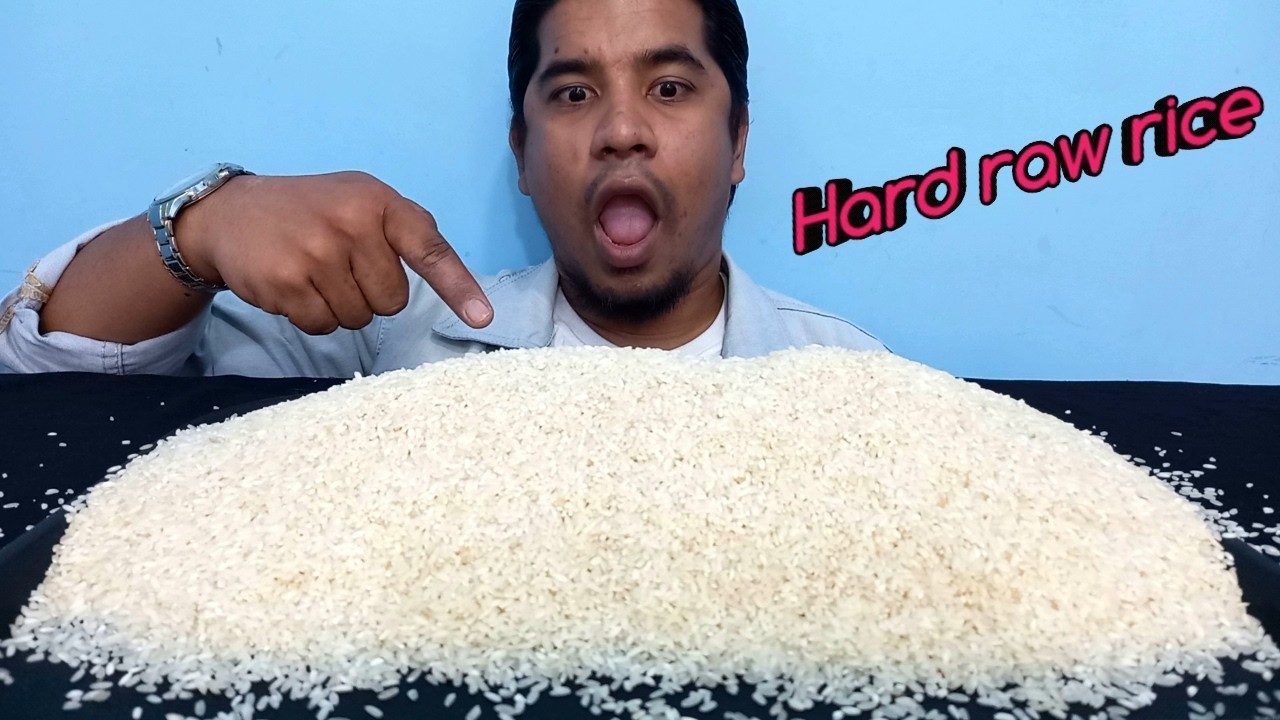 HARD RAW RICE EATING CHALLENGE | CHAWAL | HARD RAW RICE ASMR | RAW RICE EATING | RAW RICE - YouTube