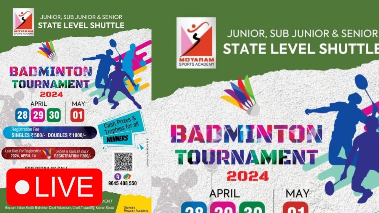 STATE LEVEL BADMINTON TOURNAMENT HELD AT MOYARAM - FINAL 🔥🔥🏆🏆 - YouTube