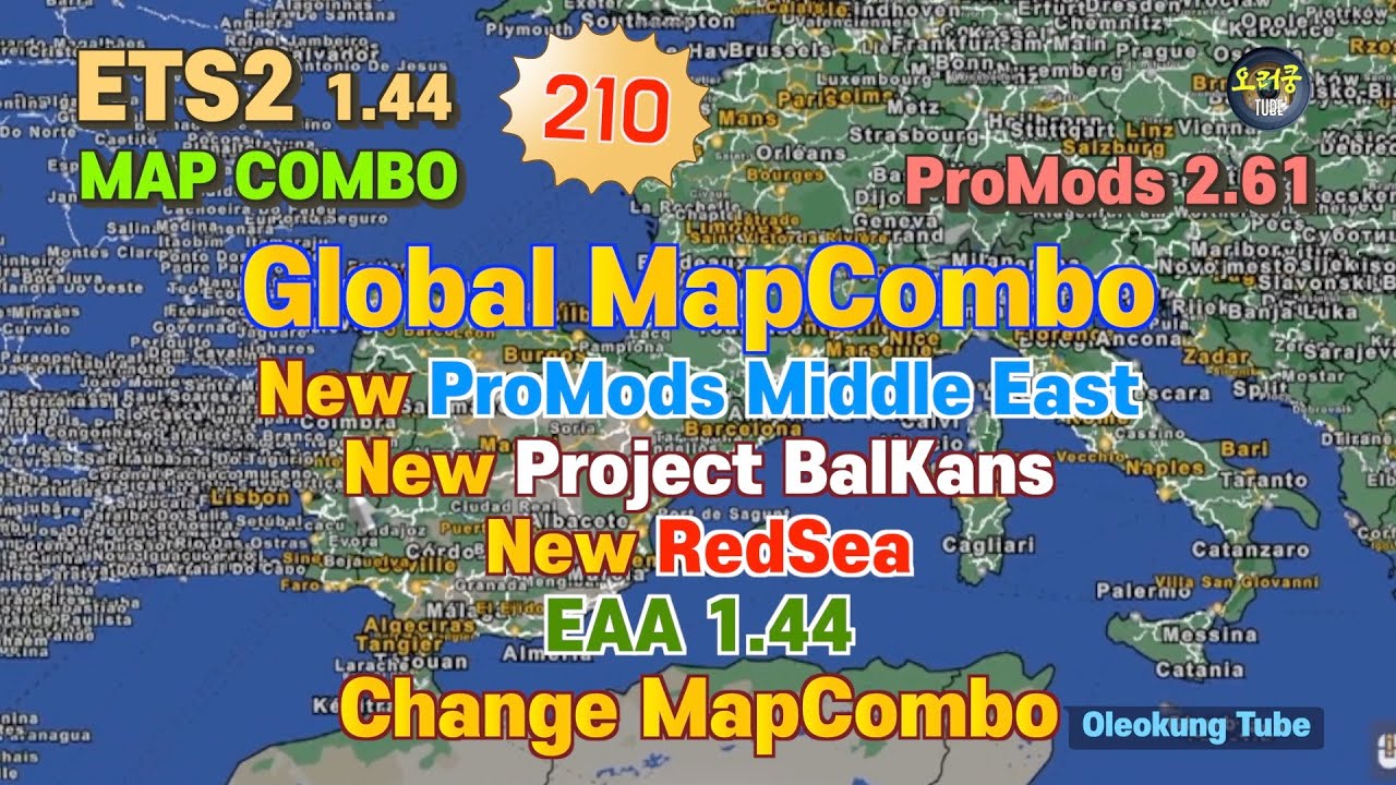 ETS2 1.44 + ProMods 2.61, Global Mapcombo, Middle East, Project Balkans ...