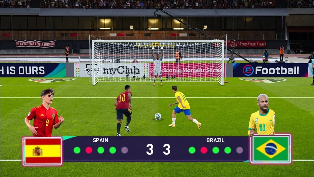 BRAZIL vs SPAIN penalty shoots Who wins WD football gaming - YouTube