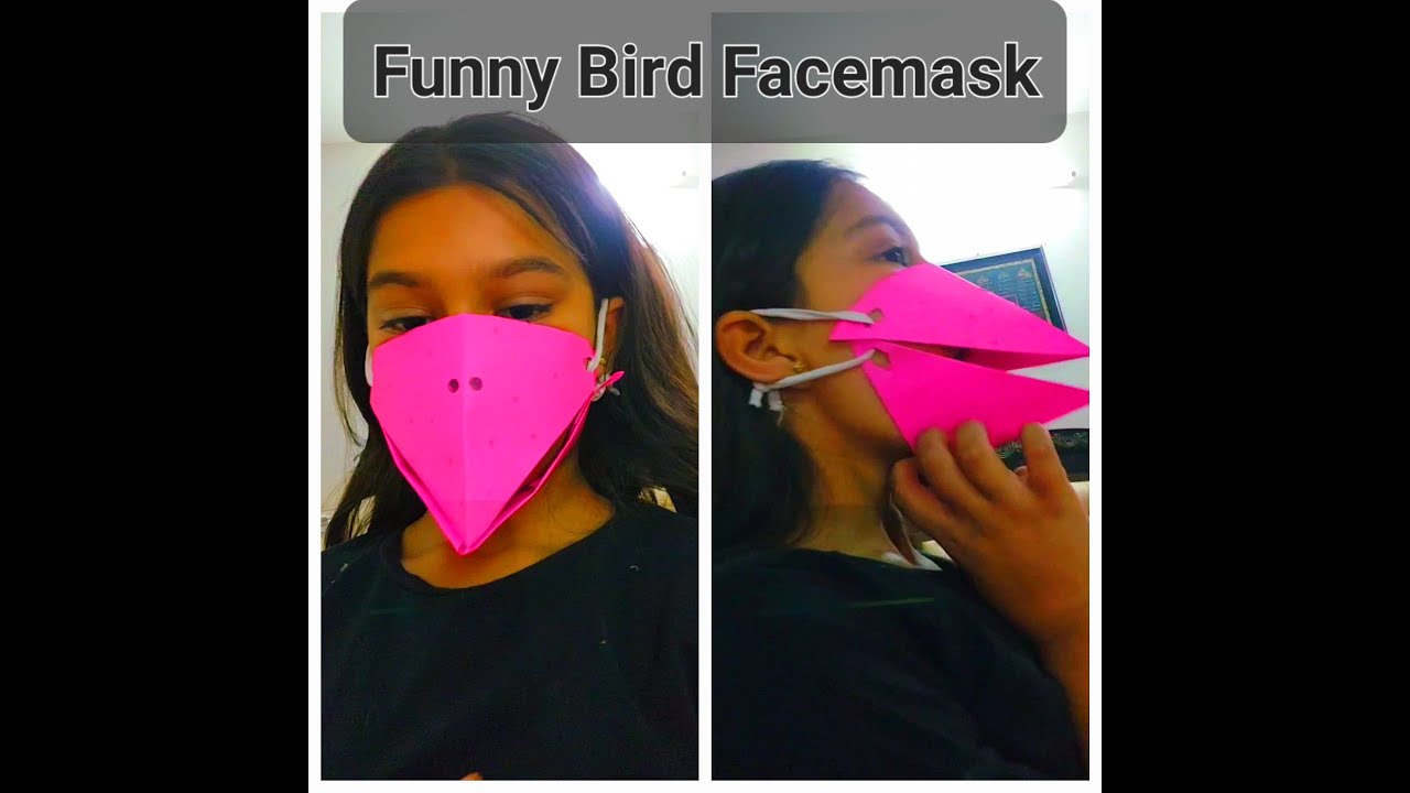 😅 DIY Origami Funny Cute Bird Beak Face Mask Handcraft | Duck beak face ...