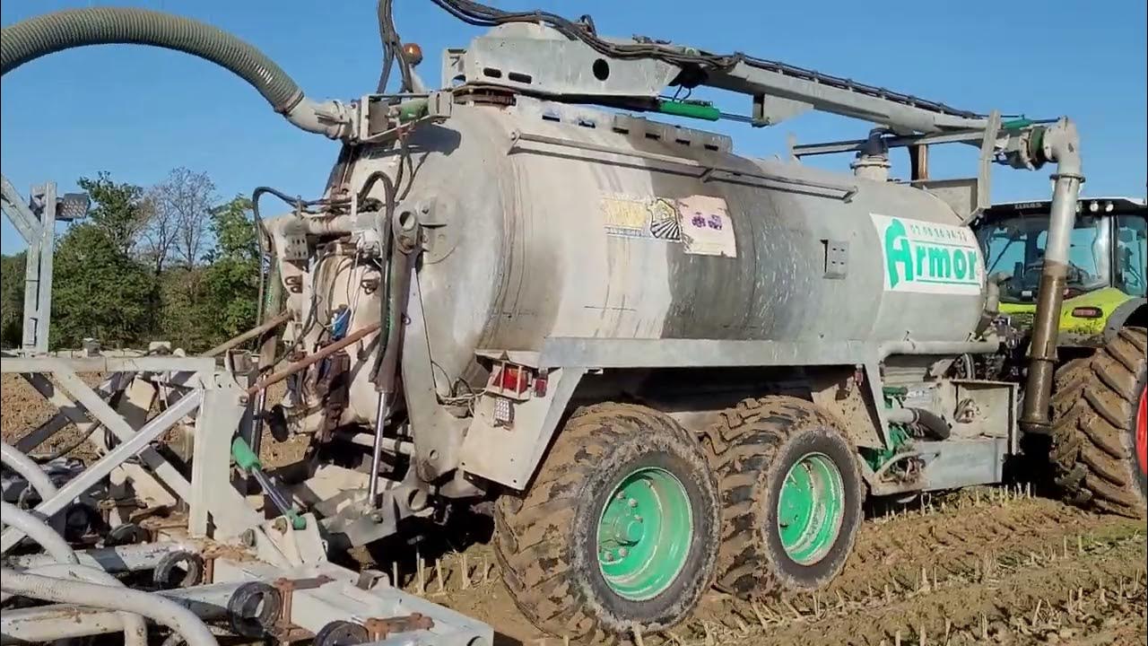 Epandage de lisier Class 810 et tonne armor avec enffouisseur à dents - YouTube