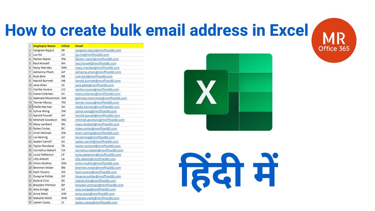 How to create bulk email addresses in excel [2022] - YouTube