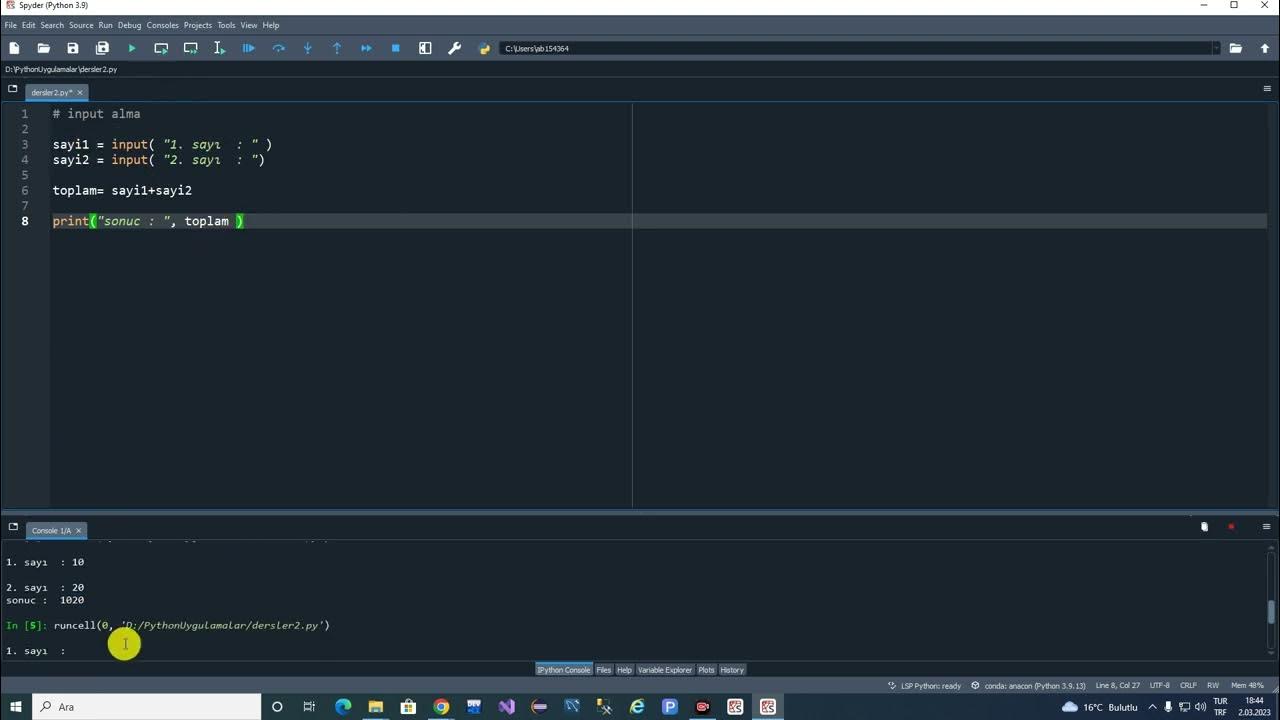 Python Programlama- 5- kullanıcıdan input alma - YouTube