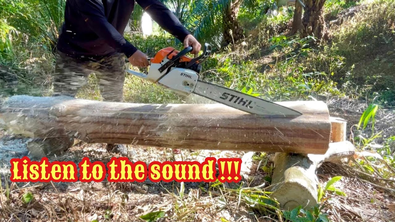 Original stihl chainsaw sound in high rpm when splitting wood-Stock ...
