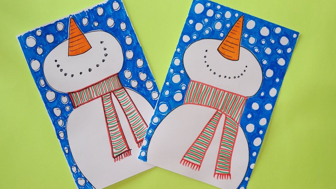 How to draw a cute snowman looking up at the sky @artmakeslifemeri ...