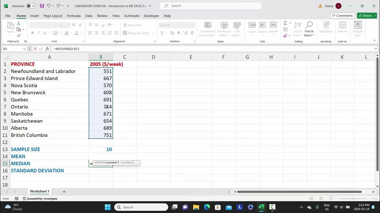 INTRODUCTION TO MS EXCEL Part 3 Descriptive statistics - YouTube