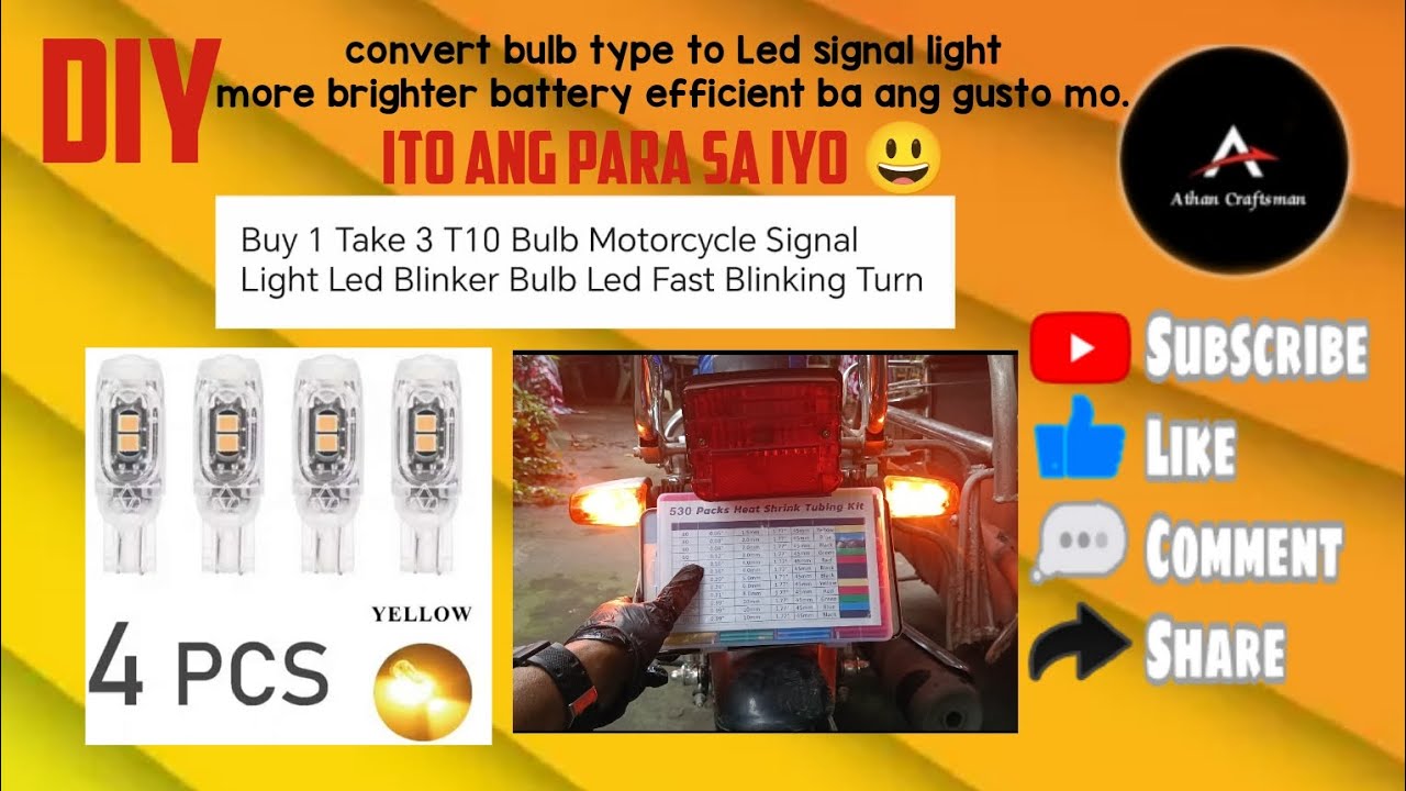 Diy convert bulb type to Led light motorcycle signal light T10 blinker ...