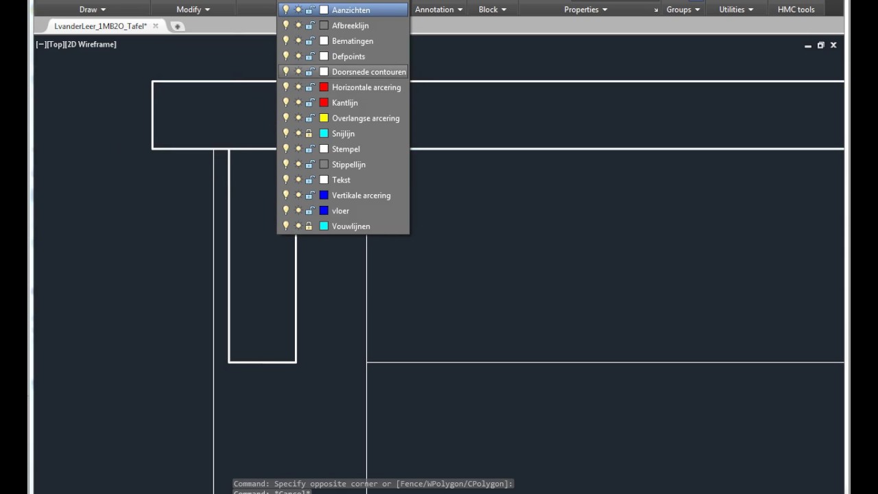 Autocad tekenen project Aan tafel | doorsnedes partI - YouTube