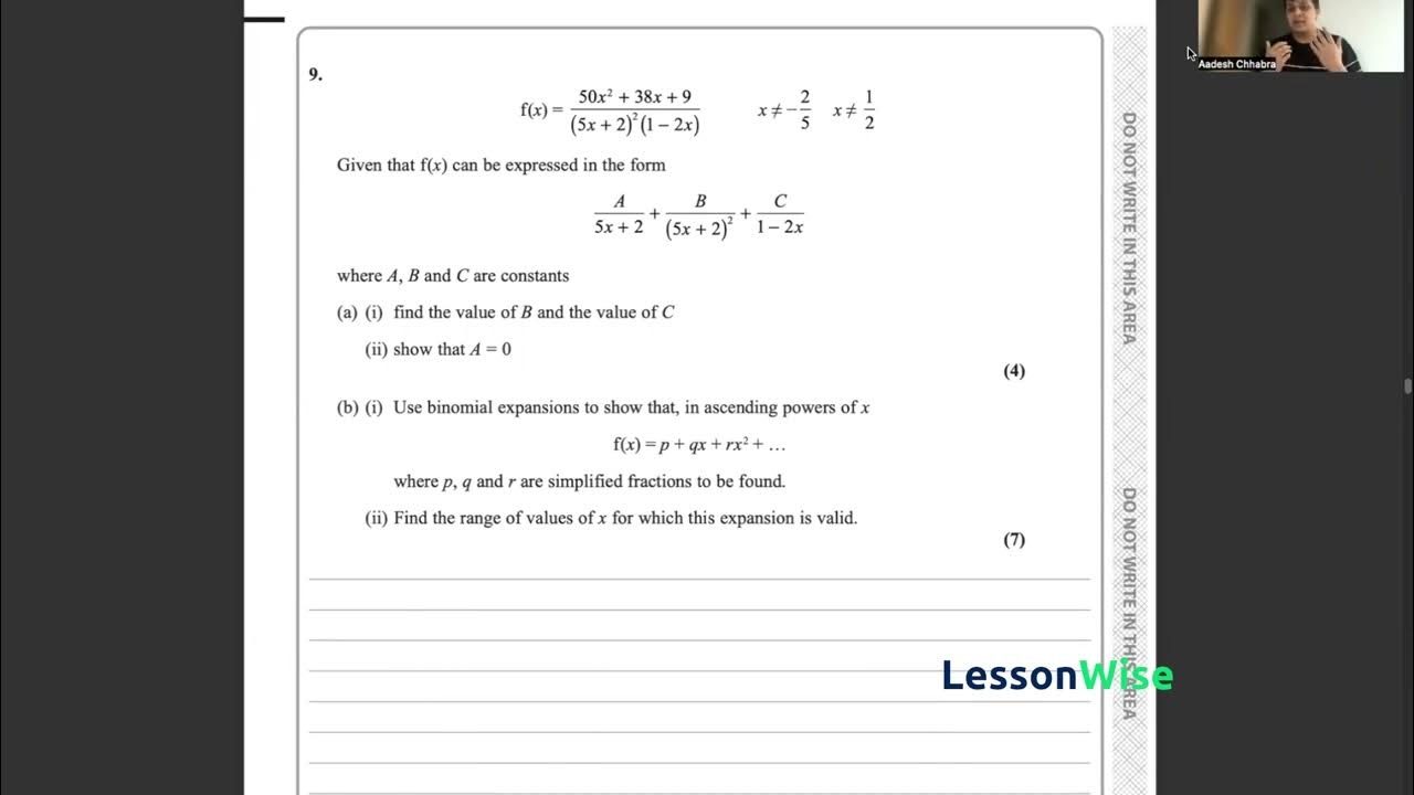 A level Maths - Pure - Binomial Expansion - Using Partial Fractions - YouTube