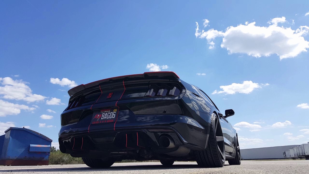 2015 Procharged v6 mustang with gt500 mufflers - YouTube