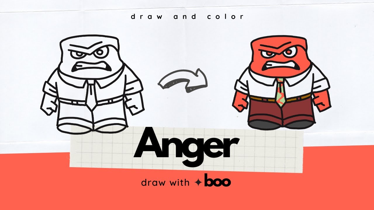 How to draw ANGER 😡🔥from the Inside Out | very simple drawing for kids ...