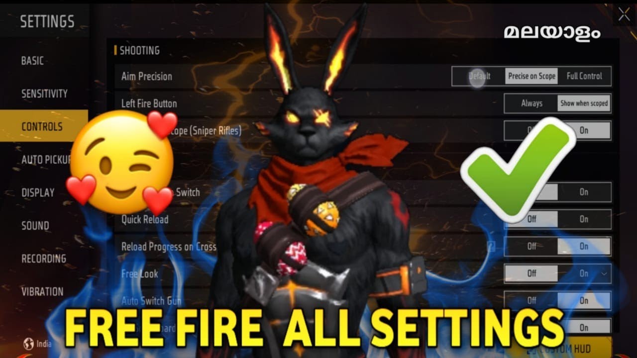 Free Fire Full Settings Details 💥 Pro Level Settings | Basic ...