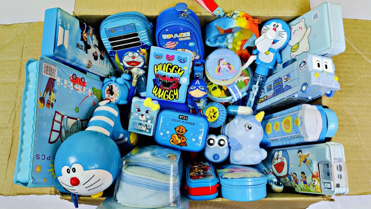 Ultimate BLUE Stationary Collection🥰Pen, Sharpener, Eraser, Doraemon, Colors kit, Geometry ...