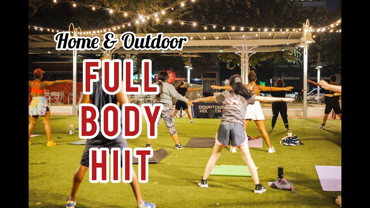 20 MIN HOME & OUTDOOR HIIT WORKOUT // Strength, Cardio, and No Weights ...