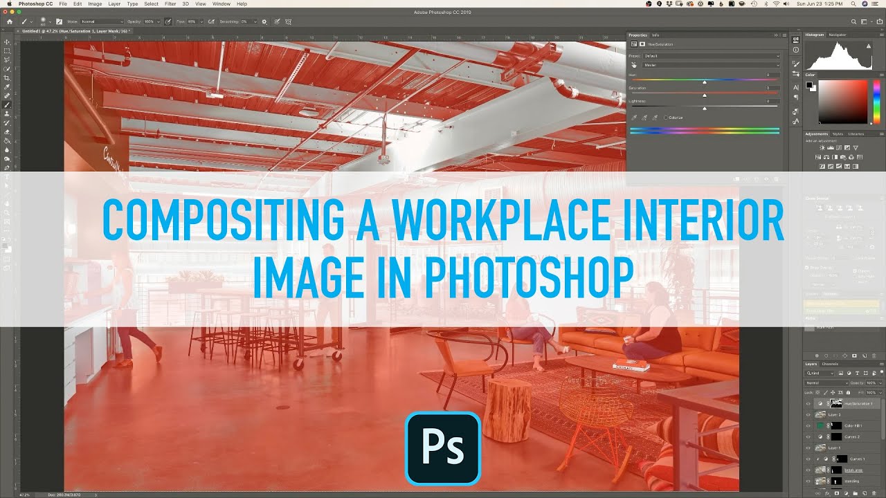 Compositing a Workplace Interior Image in Photoshop - YouTube