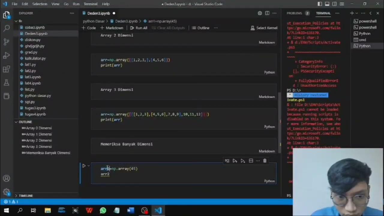 Tugas Latihan Numpy Dimensi Array - YouTube