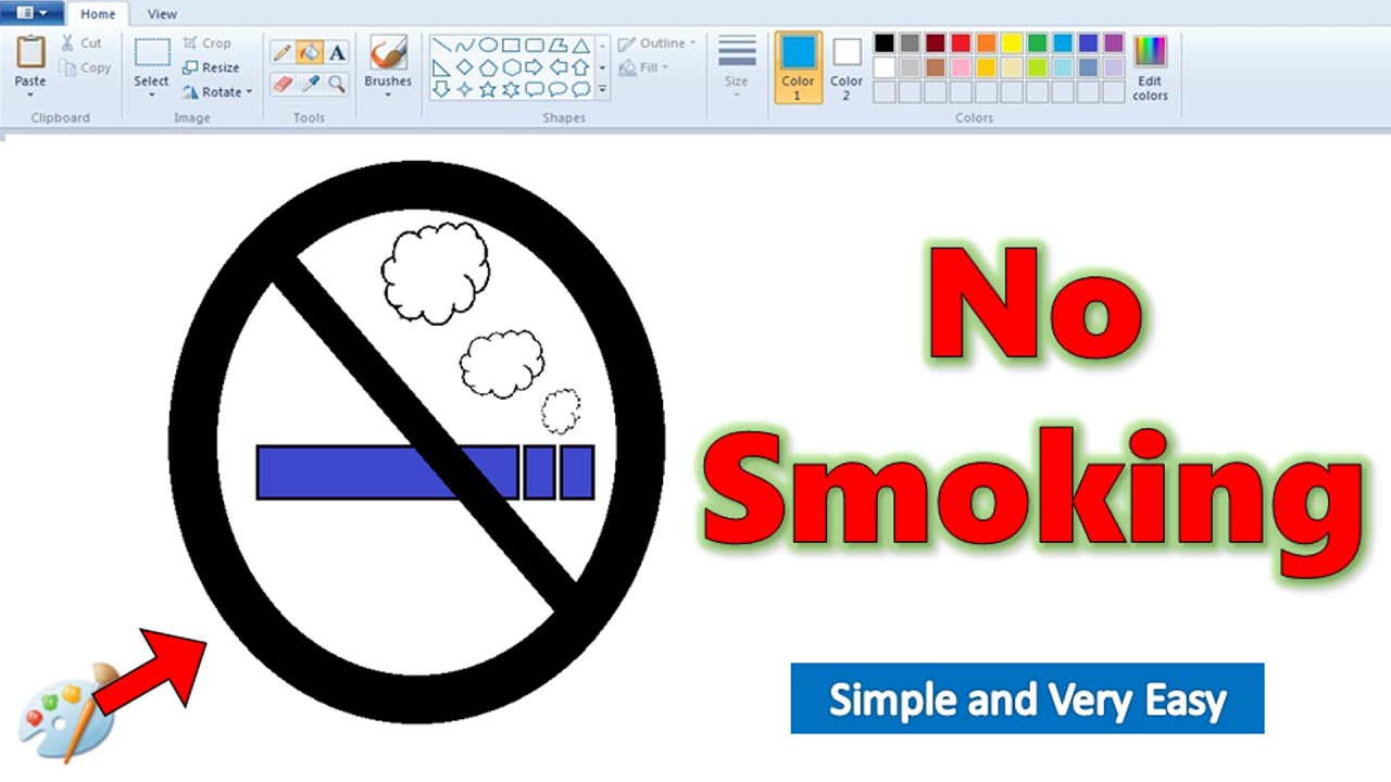 How To draw No smoking in MS Paint | Draw No smoking in ms paint | How ...
