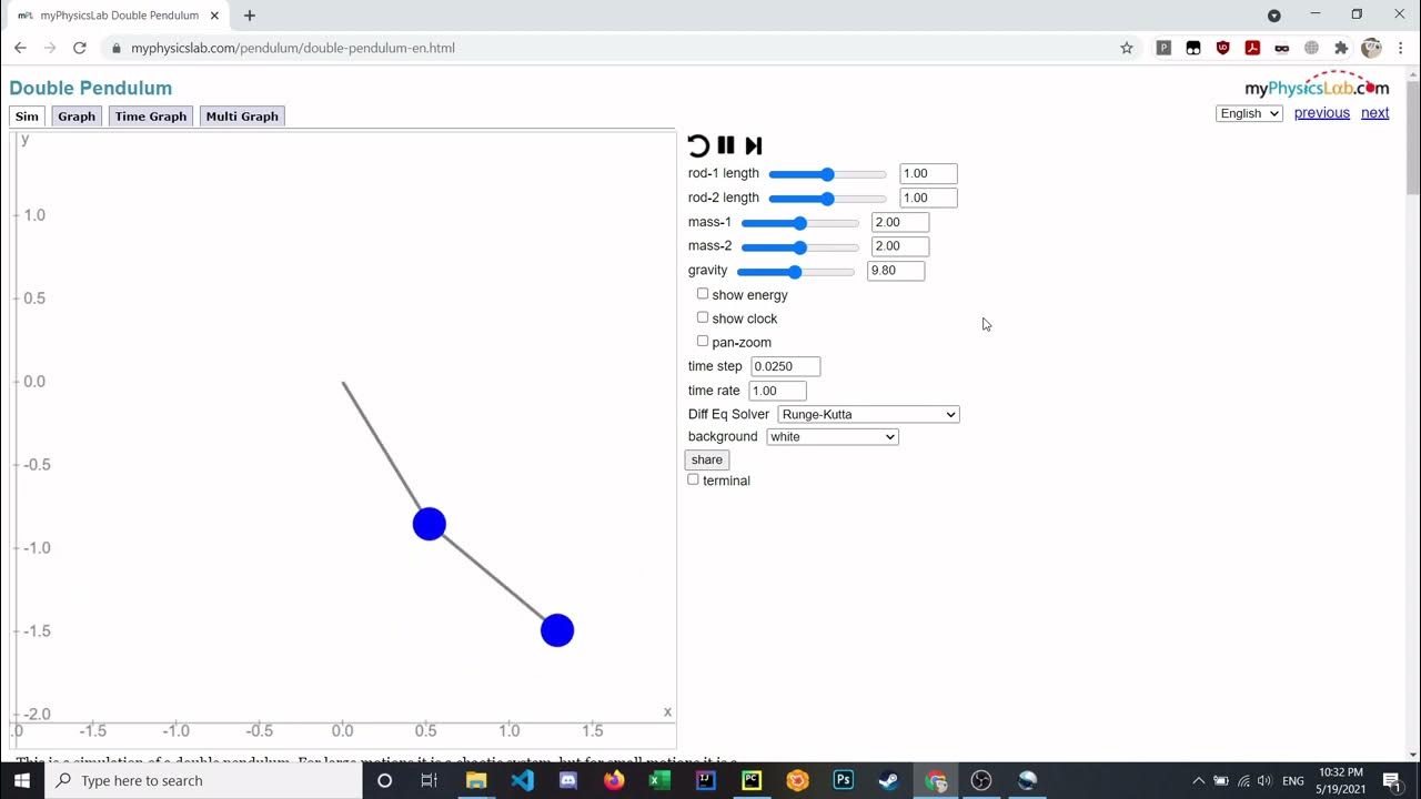 Double Pendulum Simulation (Lagrangian Mechanics - Python) - YouTube