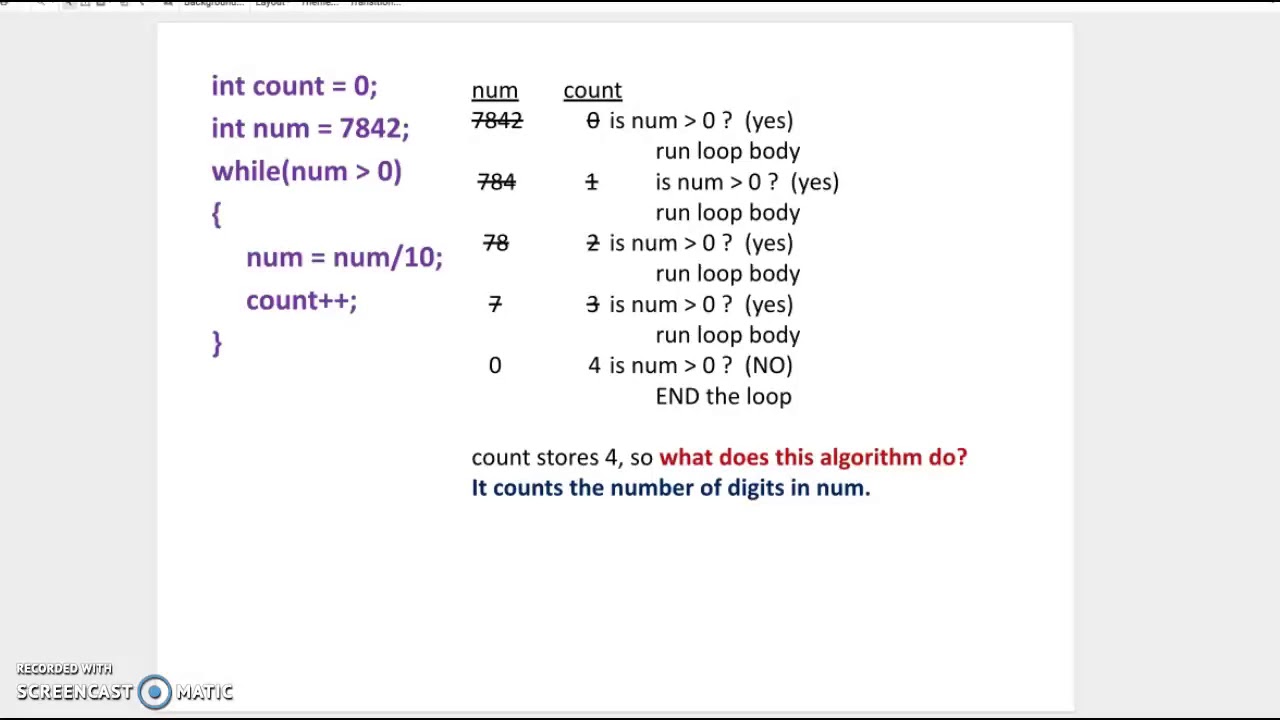 tracing and using while loops - YouTube