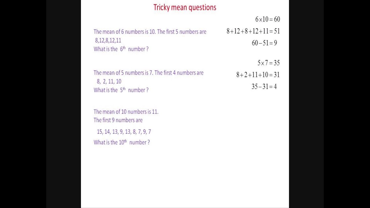 GCSE Revision Tricky Mean Questions - YouTube
