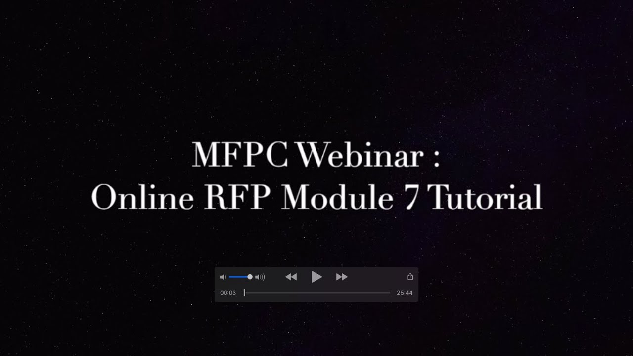 MFPC WEBinar RFP Module 7 Tutorial - YouTube