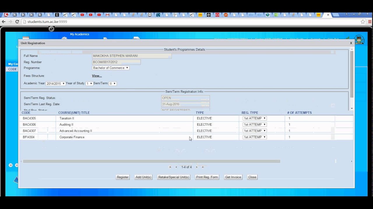 E-registrar/Campuscura Students Units Registration - YouTube