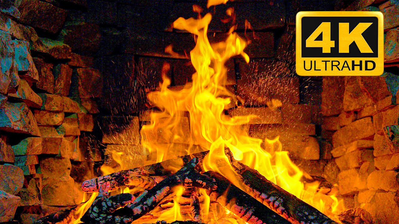 🔥 Fireplace Crackling Sounds for Relaxation 🔥 Burning Fireplace 4K ...