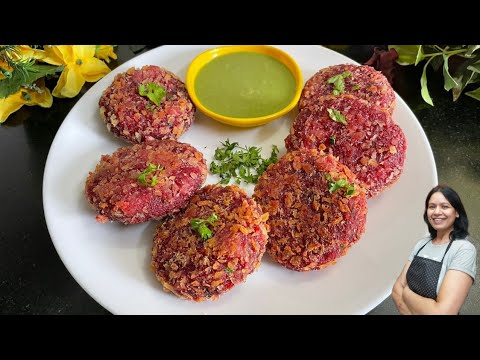 Crispy Beetroot Cutlet Recipe Without Potato | Beetroot Poha Tikki ...