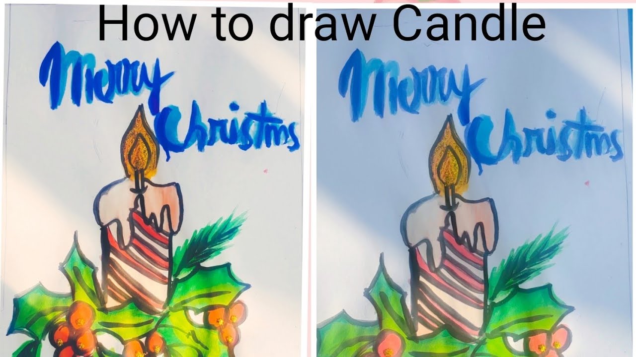 Christmas Drawing How to Draw candle drawing 🌼🌼 - YouTube